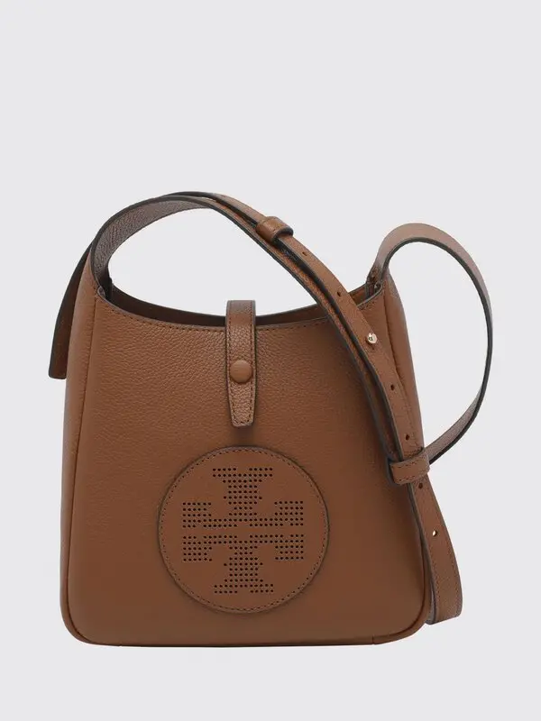 Tory Burch Miller Swing Calfskin Leather Shoulder Bag With Double T Logo - Brown