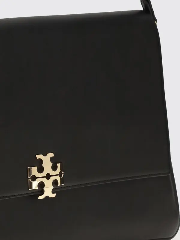 Tory Burch Charlie Large Smooth Leather Shoulder Bag With Double T Logo - Black