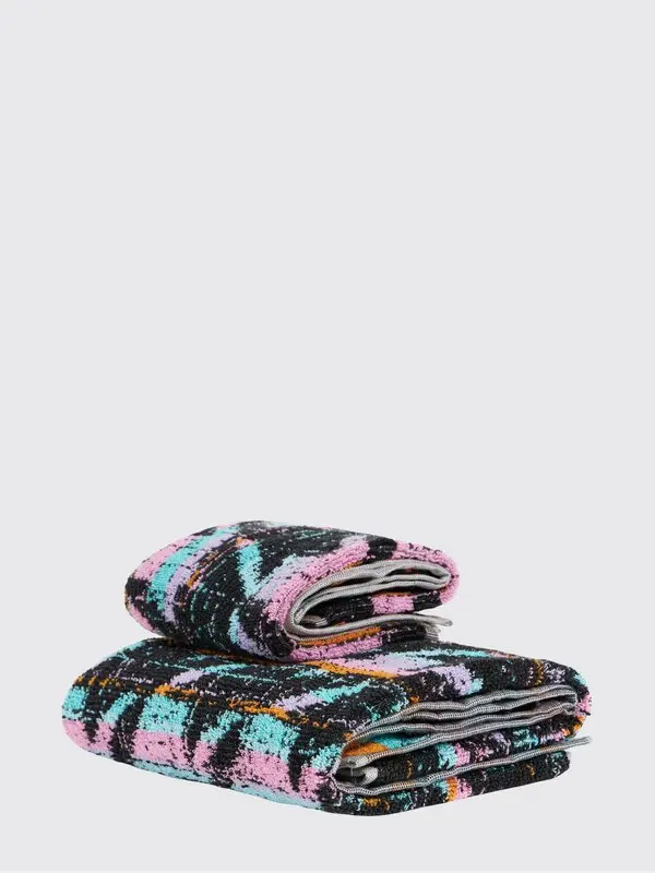 CARRARA Glamour Set Of Two Towels In Cotton Terry With Abstract Motif - Black