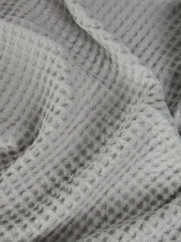 BELLORA Stone Waffle Cotton Sofa Throw With Fringed Edges