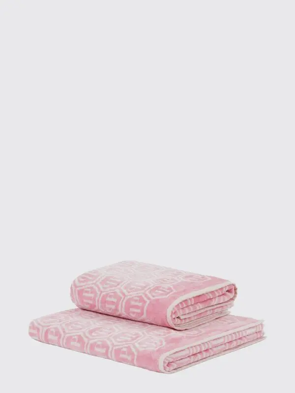 Philipp Plein Set Of 2 Hexagon Logo Jacquard Cotton Terry Towels - Pink
