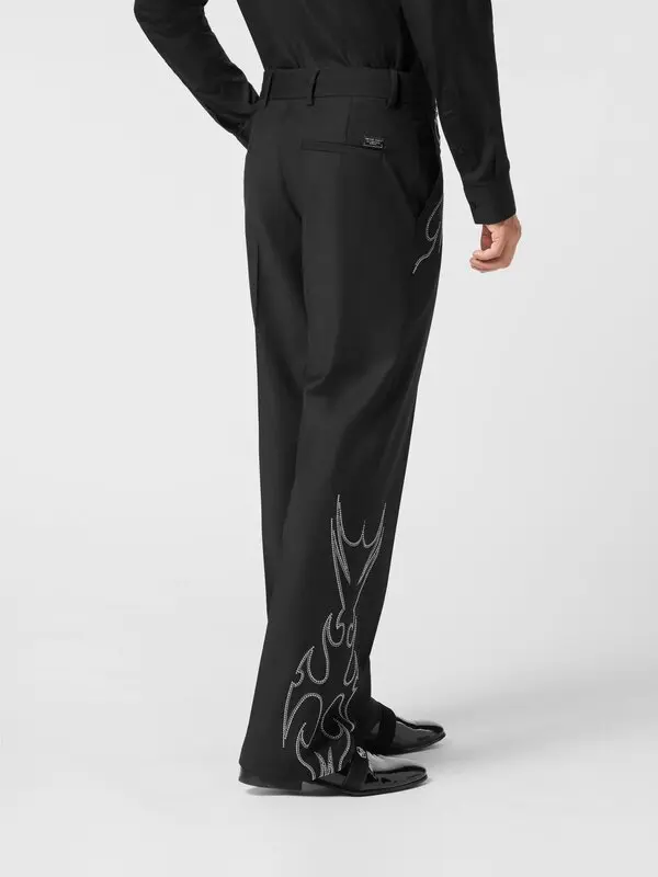 Philipp Plein Wool Tailored Trousers With Studs