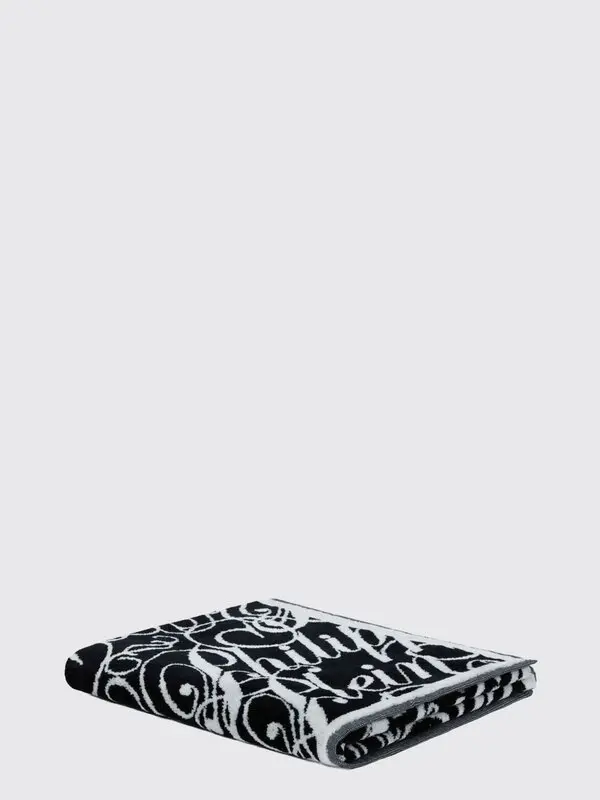 Philipp Plein Contrast Jacquard Logo Cotton Terry Beach Towel - Black