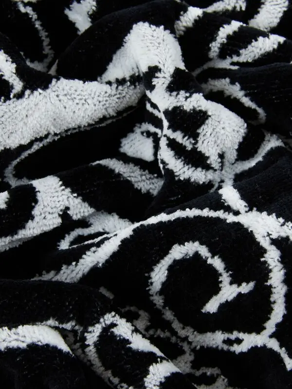 Philipp Plein Contrast Jacquard Logo Cotton Terry Beach Towel - Black