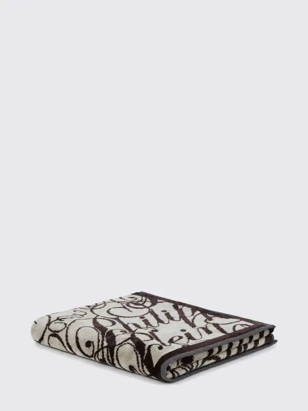 Philipp Plein Contrast Jacquard Logo Cotton Terry Beach Towel - Brown