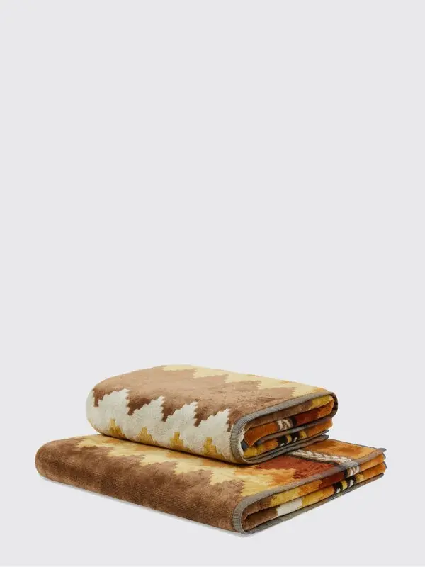 CARRARA Oseye Multi Zig-zag Set Of Two Towels - Burnt
