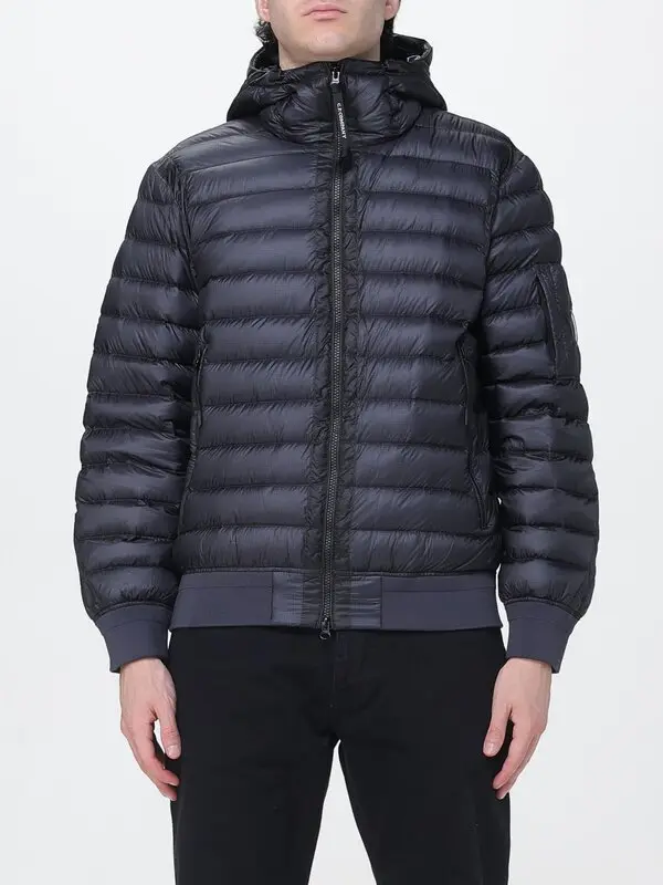 C.P. COMPANY Short Quilted Nylon Puffer Jacket With High Neck - Navy