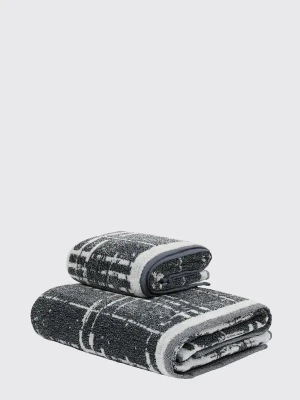TRUSSARDI Set Of 2 Mhambi Check Pattern Cotton Terry Towels - Grey