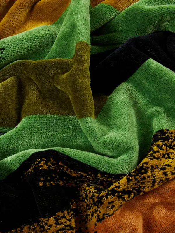 CARRARA Jamaica Set Of 2 Abstract Print Cotton Terry Towels - Black
