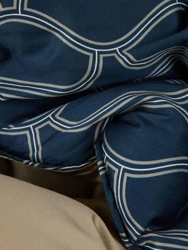 TRUSSARDI Bloom Geometric Print Cotton Sateen Double Bedspread - Blue