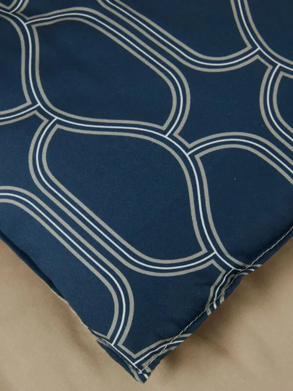 TRUSSARDI Bloom Geometric Print Cotton Sateen Double Bedspread - Blue
