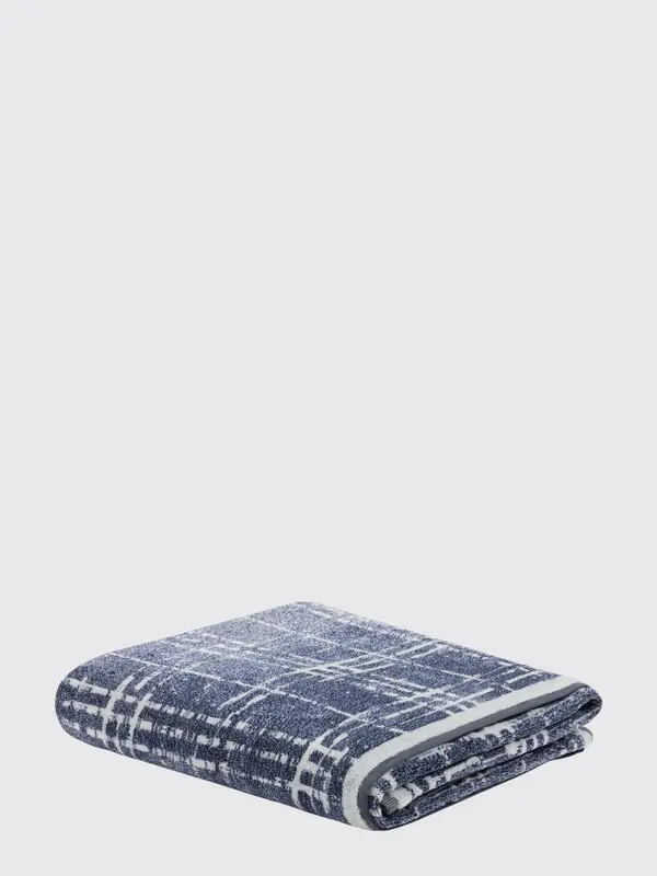 TRUSSARDI Check Pattern Cotton Terry Beach Towel - Blue