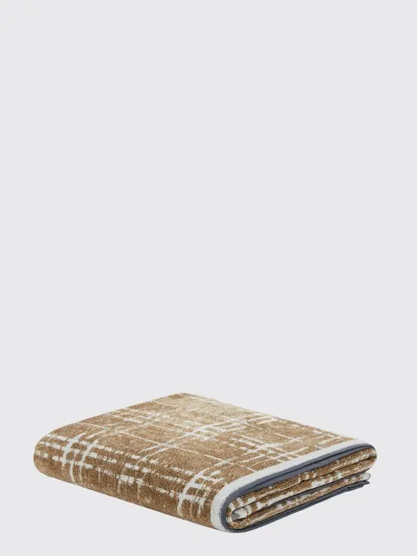 TRUSSARDI Check Pattern Cotton Terry Beach Towel - Brown