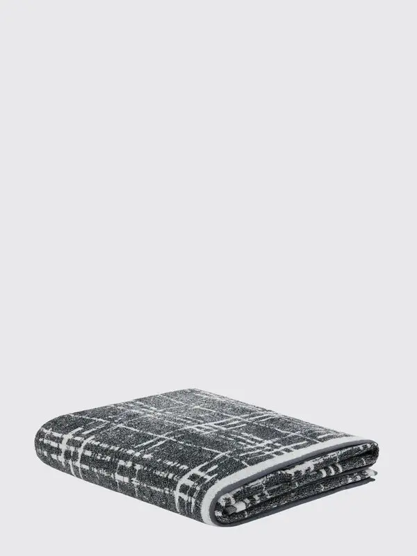 TRUSSARDI Check Pattern Cotton Terry Beach Towel - Grey