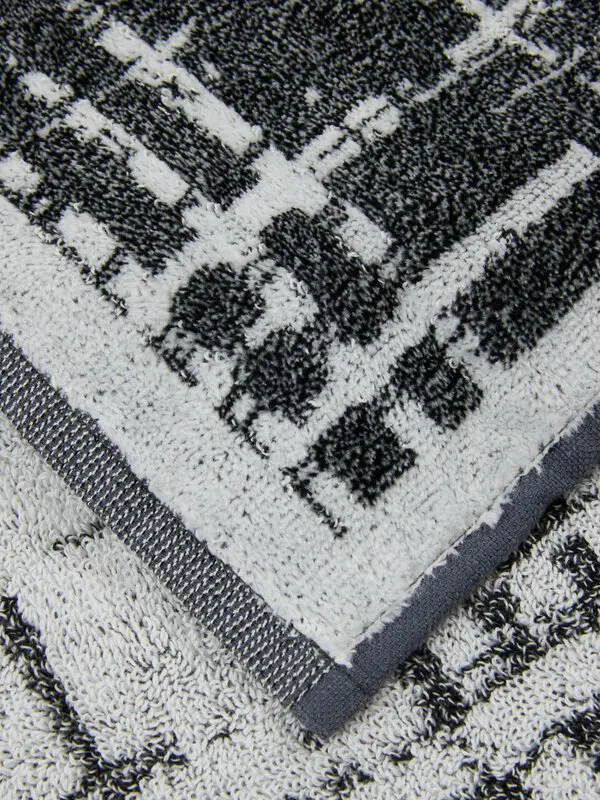 TRUSSARDI Check Pattern Cotton Terry Beach Towel - Grey