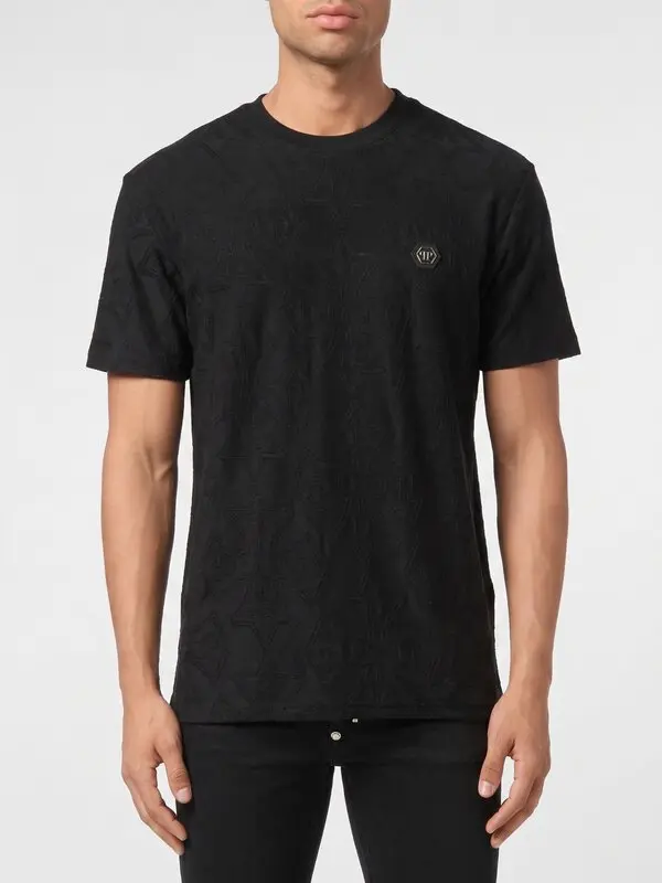 Philipp Plein Pp Jacquard Cotton T-shirt - Black