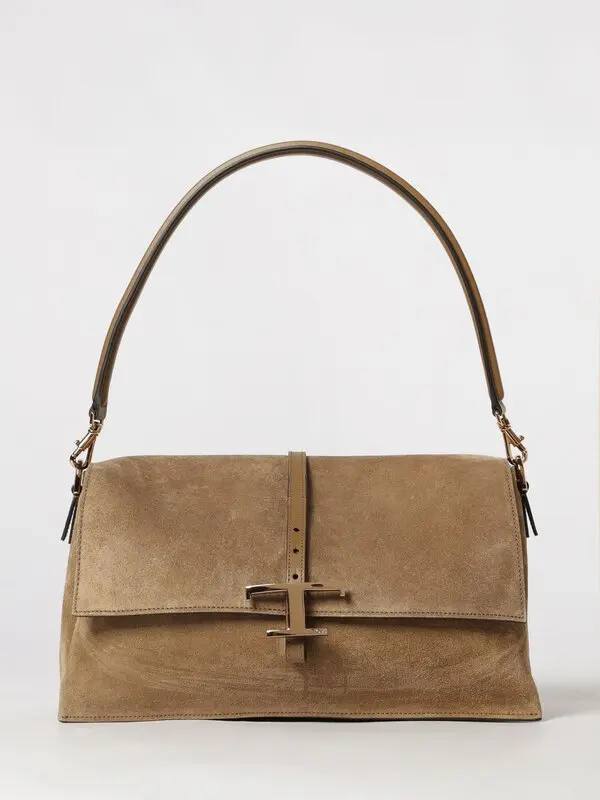 TOD'S Timeless Suede Calfskin Shoulder Bag - Burnt