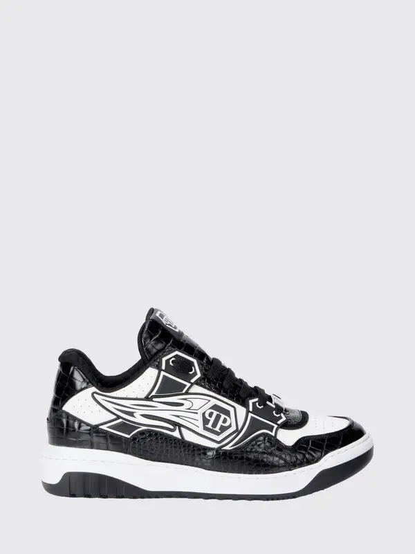 Philipp Plein Moonwalker Sneakers In Crocodile Print Leather - White 1