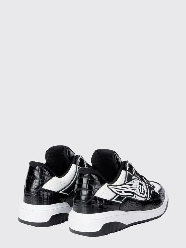 Philipp Plein Moonwalker Sneakers In Crocodile Print Leather - White 1