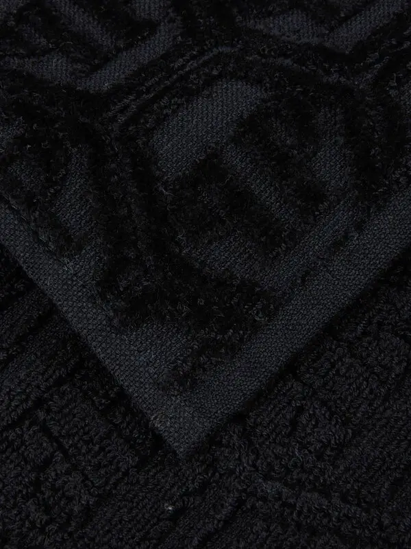 Philipp Plein Cotton Terry Beach Towel With Jacquard Monogram - Black