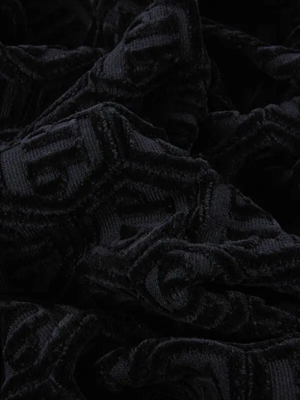 Philipp Plein Cotton Terry Beach Towel With Jacquard Monogram - Black