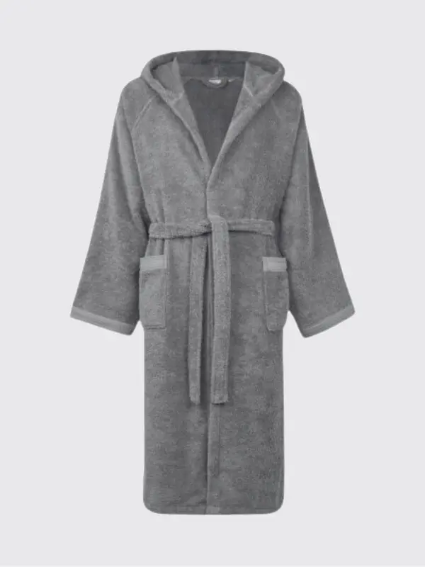 BELLORA Fiocco Hooded Bathrobe In 400 Gsm Cotton Terry - Grey