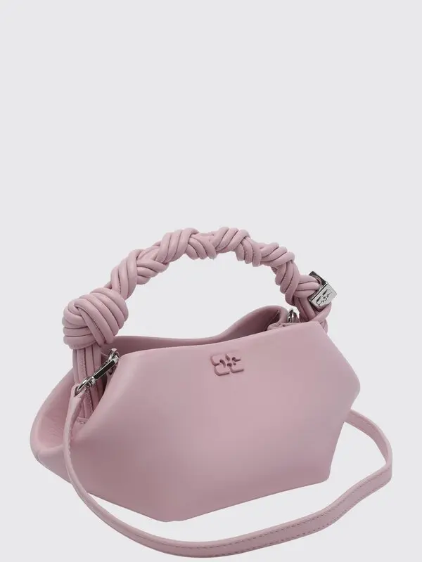 GANNI Mini Recycled Leather Handbag With Butterfly Logo And Braided Handle - Pink
