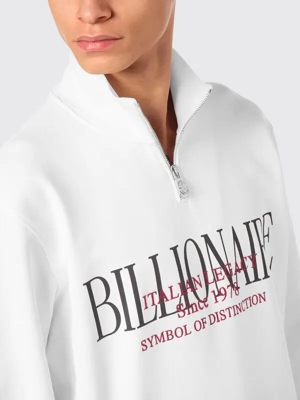 BILLIONAIRE Cotton Sweatshirt With Logo And Half-zip Closure