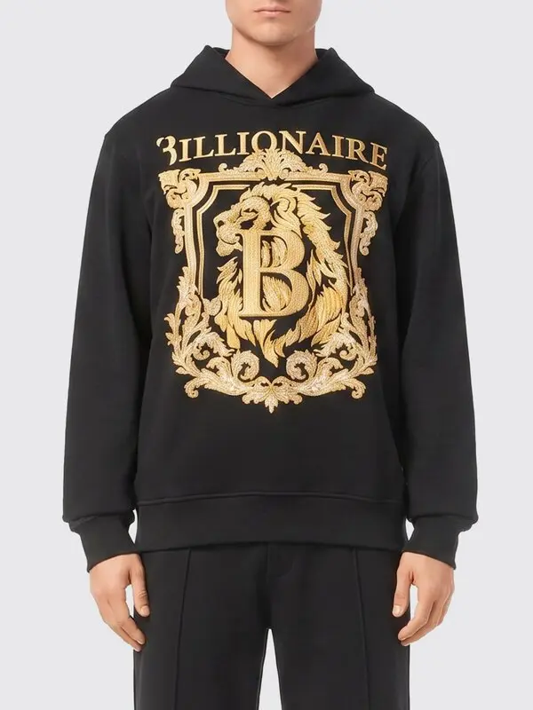 BILLIONAIRE Cotton Hoodie With Baroque Print - Black