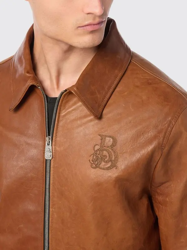 BILLIONAIRE Sheepskin Leather Jacket - Brown