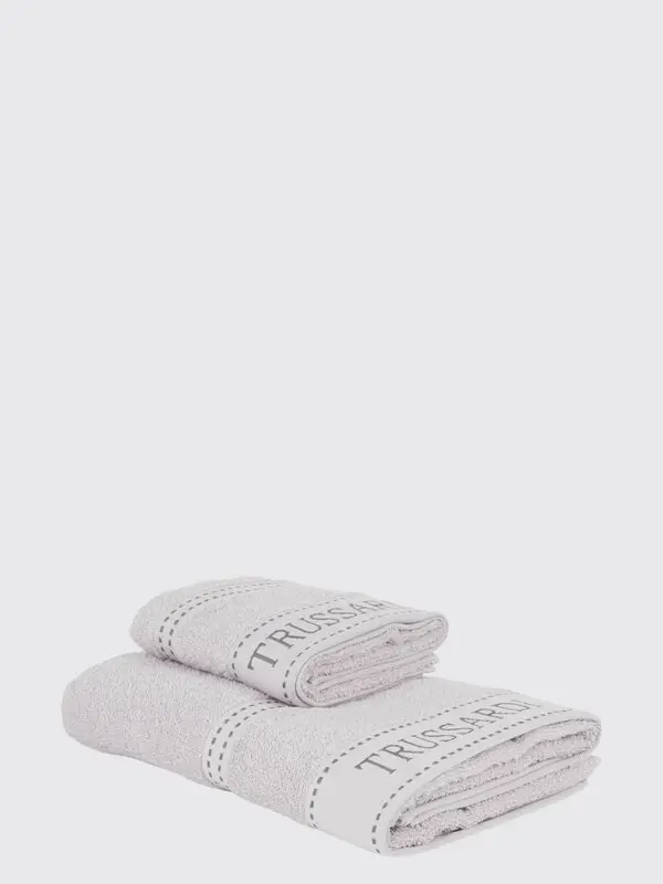 TRUSSARDI Set Of 2 Jacquard Logo Cotton Terry Towels - Grey