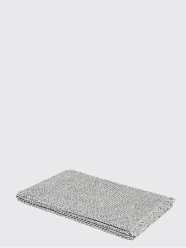 BELLORA Armonia Wool And Cotton Blend Throw With Fringed Hem - Grey