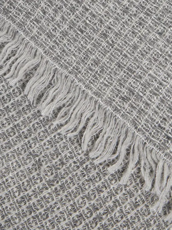 BELLORA Armonia Wool And Cotton Blend Throw With Fringed Hem - Grey