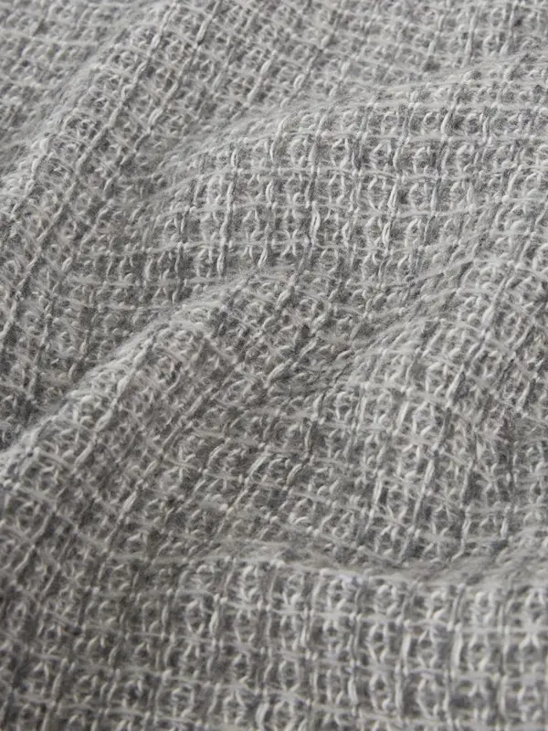 BELLORA Armonia Wool And Cotton Blend Throw With Fringed Hem - Grey
