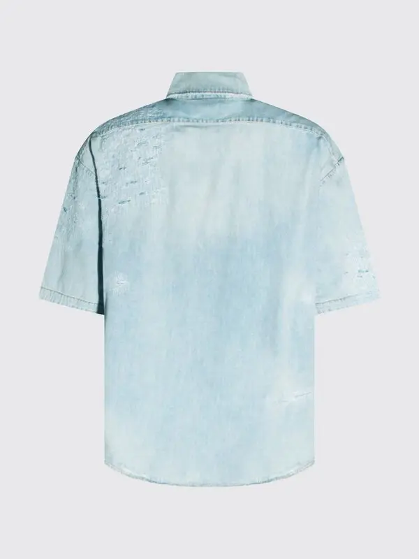 Acne Studios Relaxed Fit Bowling Shirt In Distressed Organic Cotton