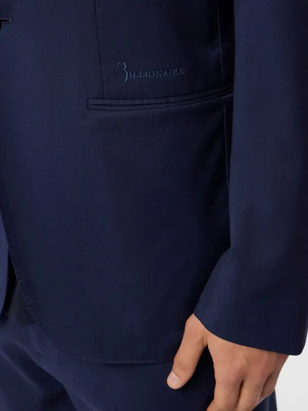 BILLIONAIRE Virgin Wool Single-breasted Blazer - Navy