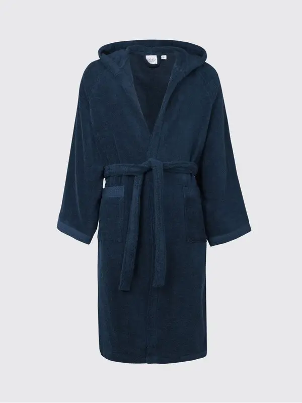 BELLORA Fiocco Hooded Bathrobe In 400 Gsm Cotton Terry - Blue
