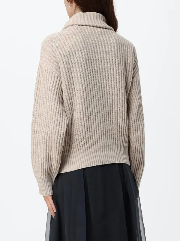 Brunello Cucinelli Ribbed Wool-blend Cardigan With Zip And Sequins