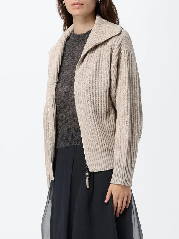 Brunello Cucinelli Ribbed Wool-blend Cardigan With Zip And Sequins