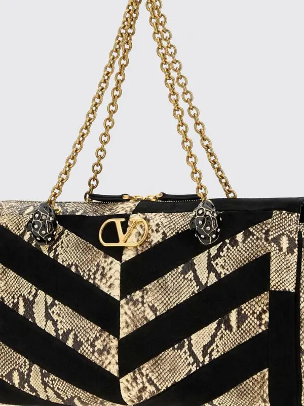 Valentino Garavani Panthea Python And Suede Shoulder Bag With Vlogo Signature