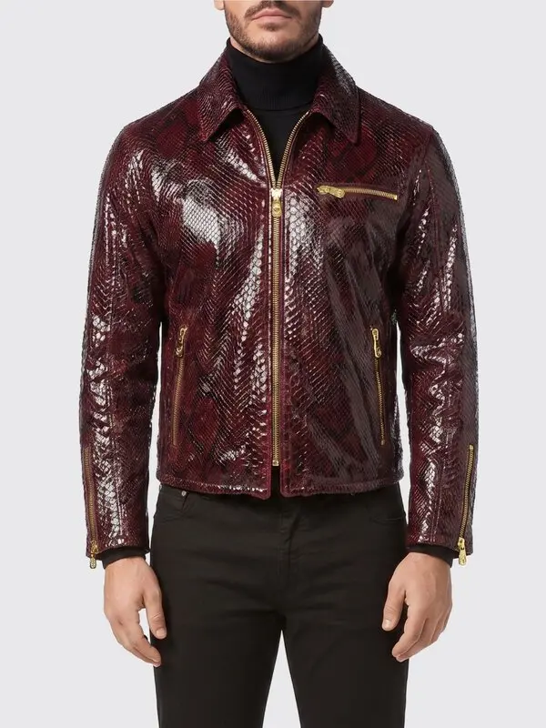 BILLIONAIRE Python Leather Jacket