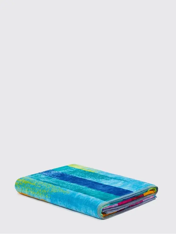 CARRARA Jamaica Multi Striped Cotton Terry Beach Towel - Turquoise