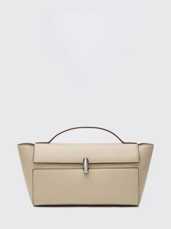 Savette Leather Handbag With Turn Lock - Ivory