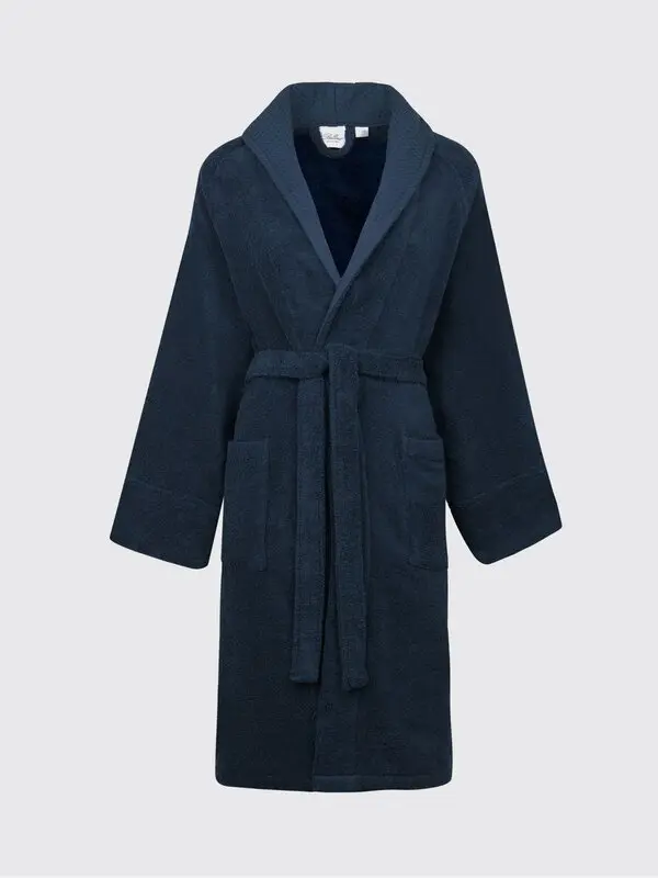 BELLORA Fiocco Hooded Cotton Terry Bathrobe With Belt - Blue