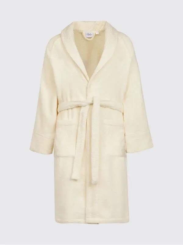 BELLORA Fiocco Hooded Cotton Terry Bathrobe With Belt - Yellow Cream
