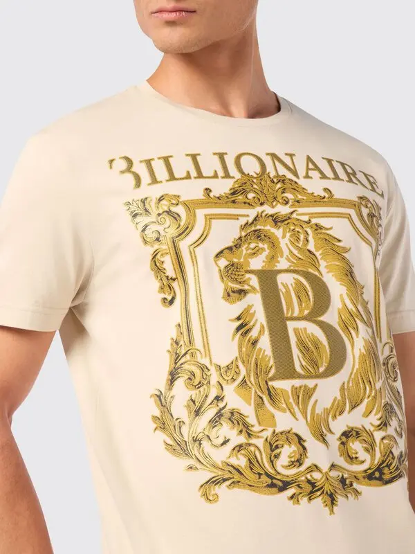 BILLIONAIRE Embroidered Cotton T-shirt - Beige