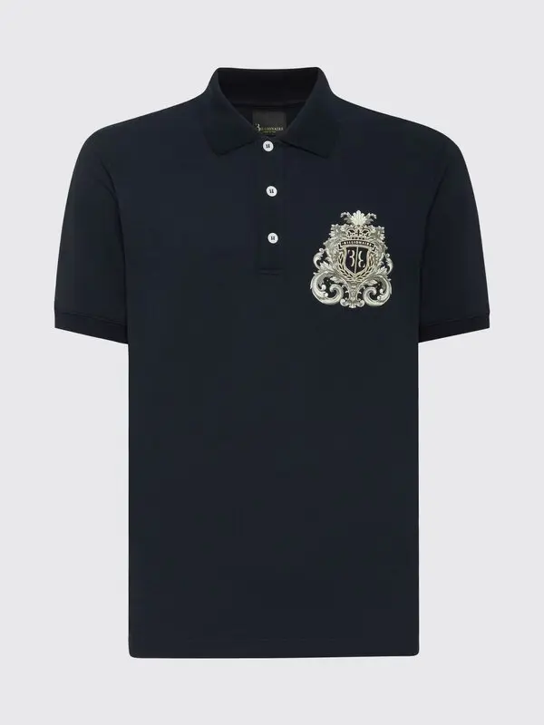BILLIONAIRE Cotton Polo Shirt With Logo Emblem - Blue