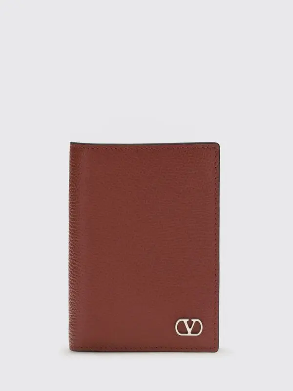 Valentino Garavani Vlogo Signature Grained Calfskin Bifold Wallet - Red