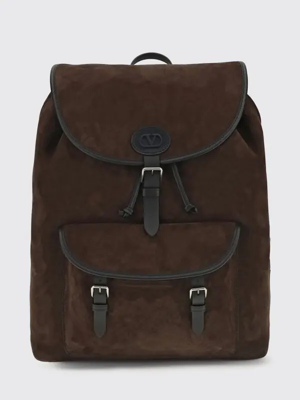 Valentino Garavani Antibes Suede Calfskin Backpack With Vlogo Signature - Dark