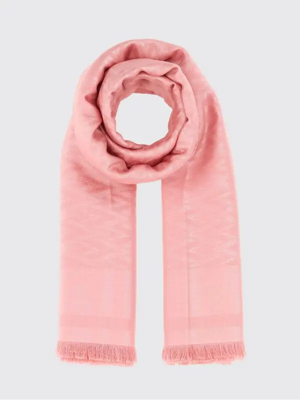 Valentino Garavani Silk And Wool Blend Scarf With Jacquard Monogram - Pink